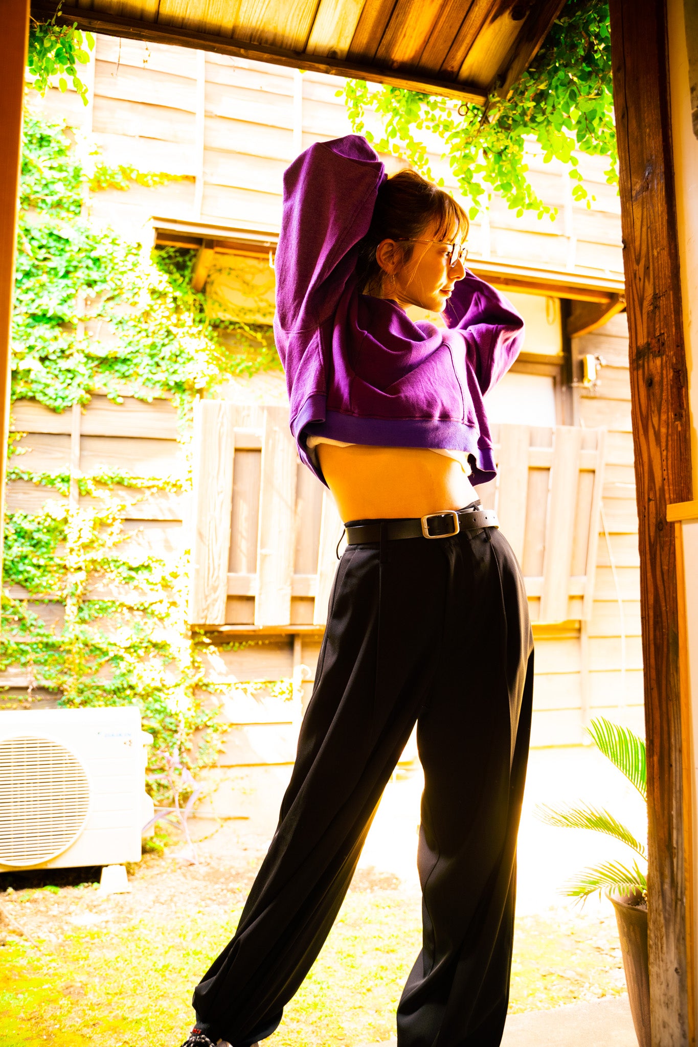 【REMAKEBYK×StyleReborn】Remake Cropped Sweat Purple – Style Reborn