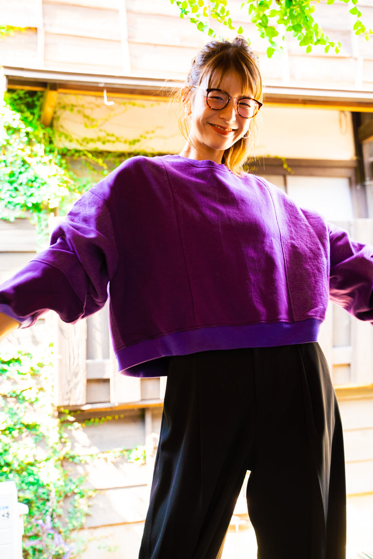 【REMAKEBYK×StyleReborn】Remake Cropped Sweat Purple – Style Reborn