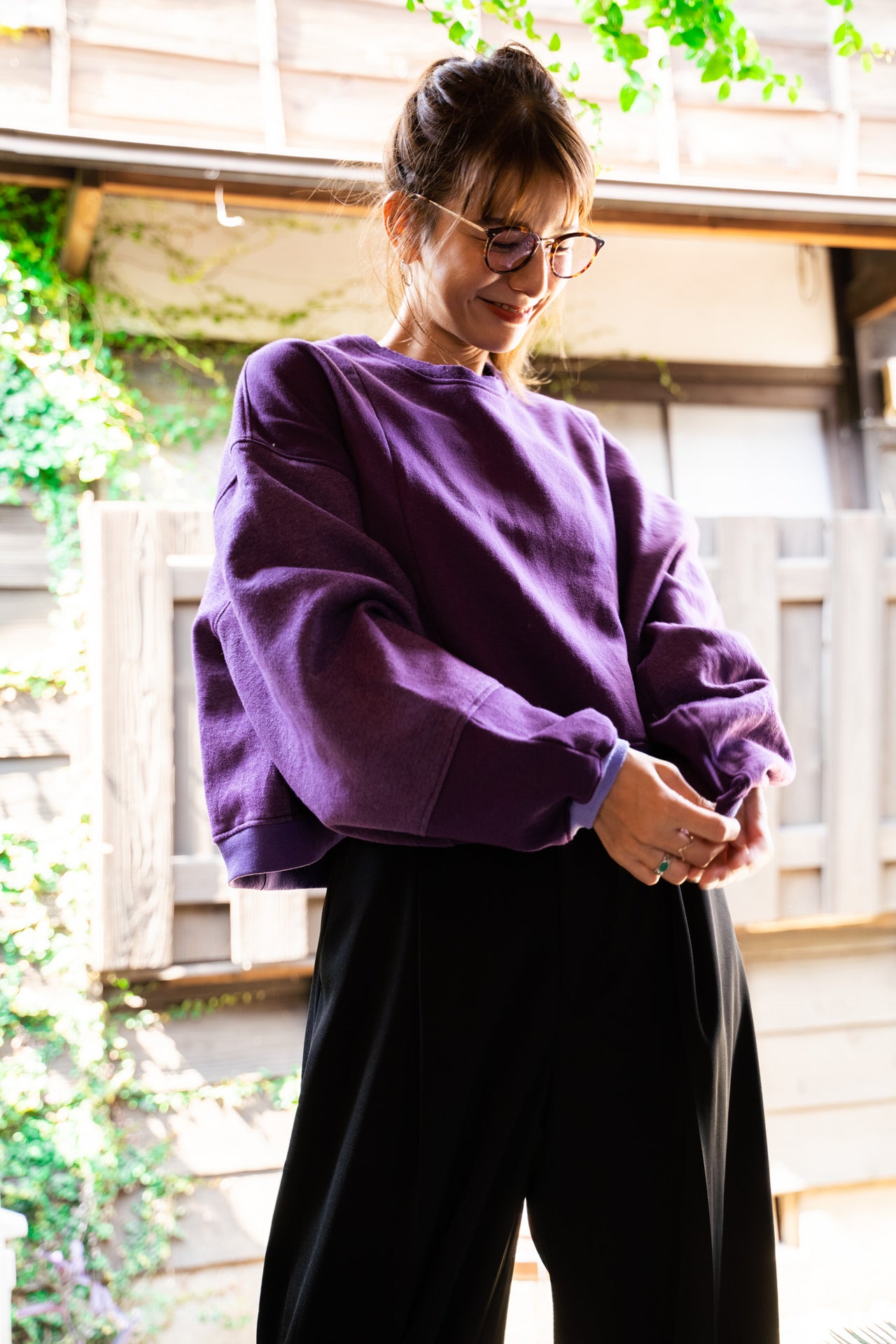 【REMAKEBYK×StyleReborn】Remake Cropped Sweat Purple – Style Reborn